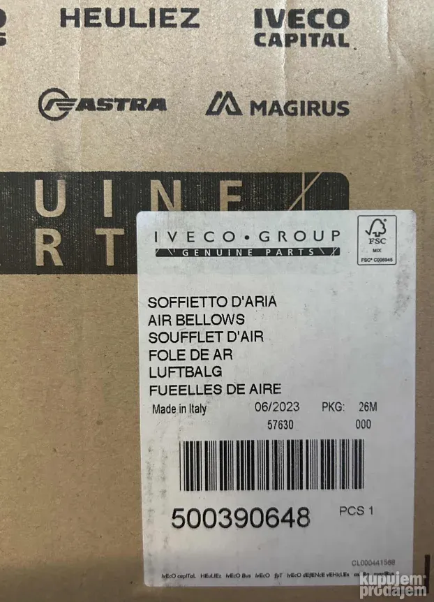 IVECO Vazdušni Jastuk Daily 500390648 - KupujemProdajem