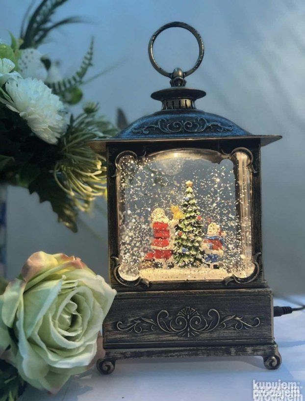 ukrasni fenjer sa deda mrazom novogodisnji fenjer - KupujemProdajem