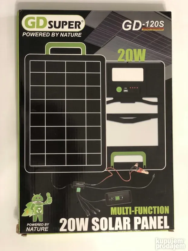 Solarni panel za punjenje raznih uređaja GD-120S - 20w - KupujemProdajem