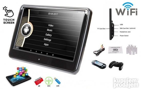 Android usb sd monitori za decu 10 inca multimedija set - KupujemProdajem