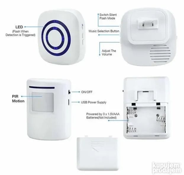 Welcome Alarm Zvono Zvonce Senzor za Vrata Bezicno - KupujemProdajem