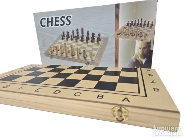Drveni sah drustvena igra Šah sa figurama 48 x 48 cm tabla ...