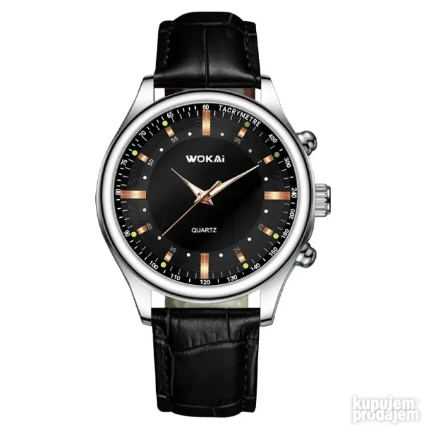 muski kvarcni sat vokai crno sjajni kozni kais - KupujemProdajem