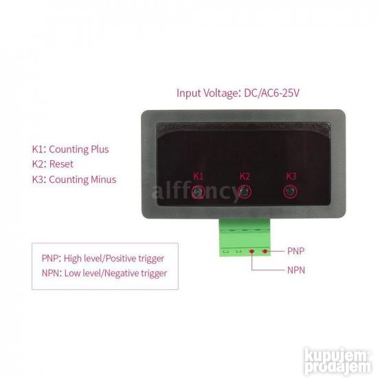 Brojac sa NPN i PNP ulazom - 6-26V ACDC - KupujemProdajem