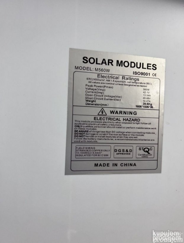PANELI SOLARNI 12v,48v 300W,500W,560W,620W; Solarni Sistemi ...