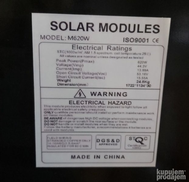 PANELI SOLARNI 12v,48v 300W,500W,560W,620W; Solarni Sistemi ...