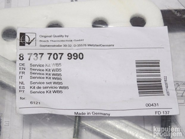 Servisni kit WB5 gorionika Junkers Bosch 8737707990 nov - KupujemProdajem