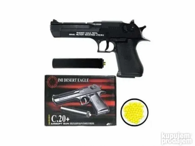 Pistolj za airsoft C20 metalni Desert Eagle + prigusivac - KupujemProdajem