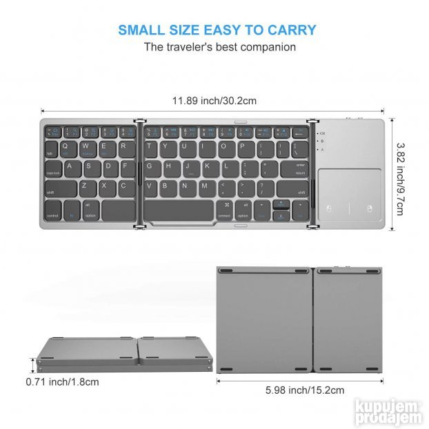Jelly Comb ALU sklopiva bluetooth tastatura sa touchpad-om ...