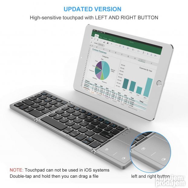 Jelly Comb ALU sklopiva bluetooth tastatura sa touchpad-om ...