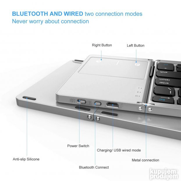 Jelly Comb ALU sklopiva bluetooth tastatura sa touchpad-om ...
