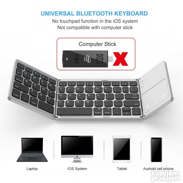 Jelly Comb ALU sklopiva bluetooth tastatura sa touchpad-om ...