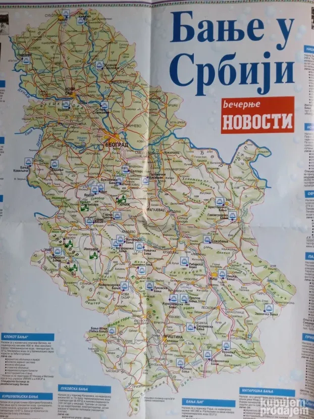 Karta mapa Banje u Srbiji - KupujemProdajem