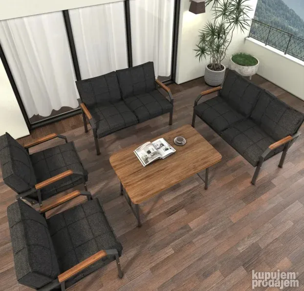 Bastenska garnitura METAL dva dvoseda + dve fotelje + sto - KupujemProdajem