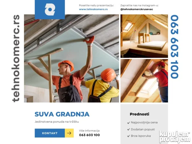 Gips ploče - Gips profili - Suva gradnja - KupujemProdajem