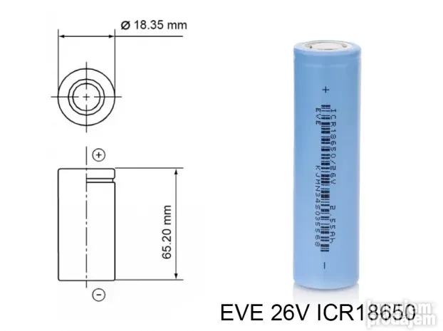 18650 3.6V 3.7V Punjiva Baterija 2600mAh 8A EVE 26V - KupujemProdajem