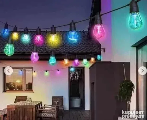 solarne led sijalice za bastu i dvoriste 10m SARENE i BELE - KupujemProdajem