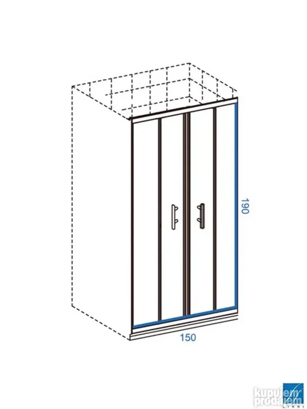 Aqua 150 tuš vrata (paravan) visine 190 providno kaljeno - KupujemProdajem