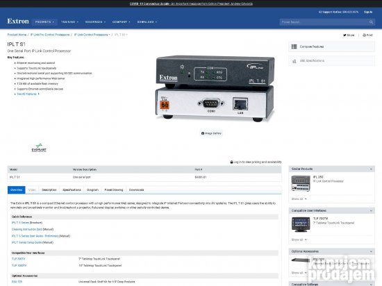 Extron IPL T S1 8MB IP Link Control Processor RS-232 kao nov ...