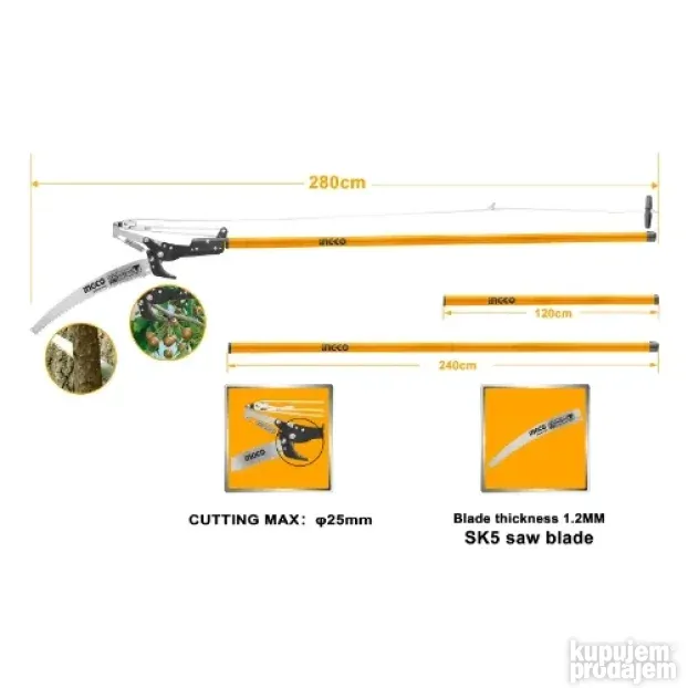 Testera-trimer prod. drška 25mm Ingco HEPS25281 - KupujemProdajem