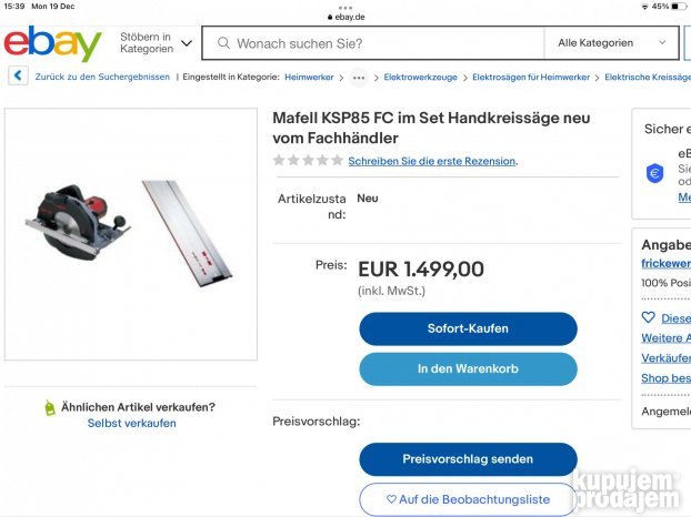 Mafell KSP 85 FC cirkular 2250w"Made in Germany" Br1 u klasi ...