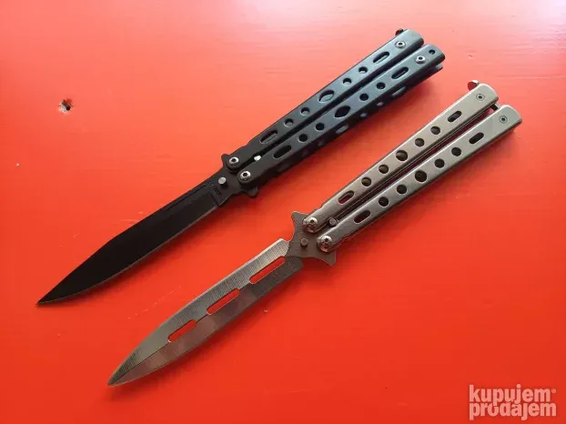 Dva noza sa slike leptir crni i srebrni - KupujemProdajem