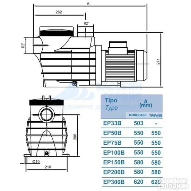 Pumpa za bazen 26m3/h Epsilon EP200 Kripsol - KupujemProdajem