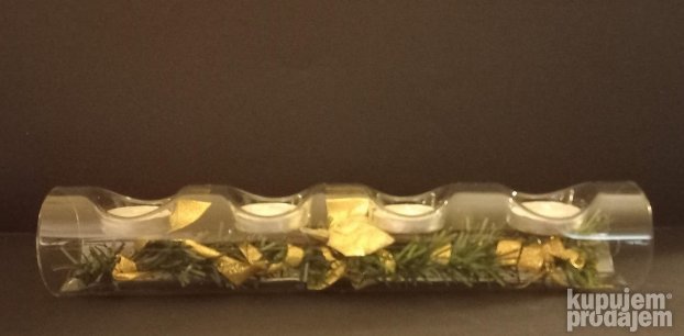 Novogodisnji stakleni svecnjak za 4 svece, Nekoriscen - KupujemProdajem