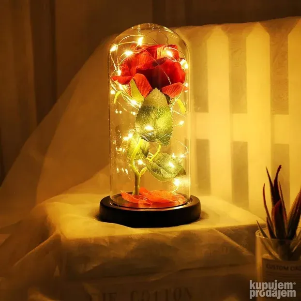 Vecna Ruza U Kupoli Svetleca Ruža Lepotica i Zver Lampa - KupujemProdajem